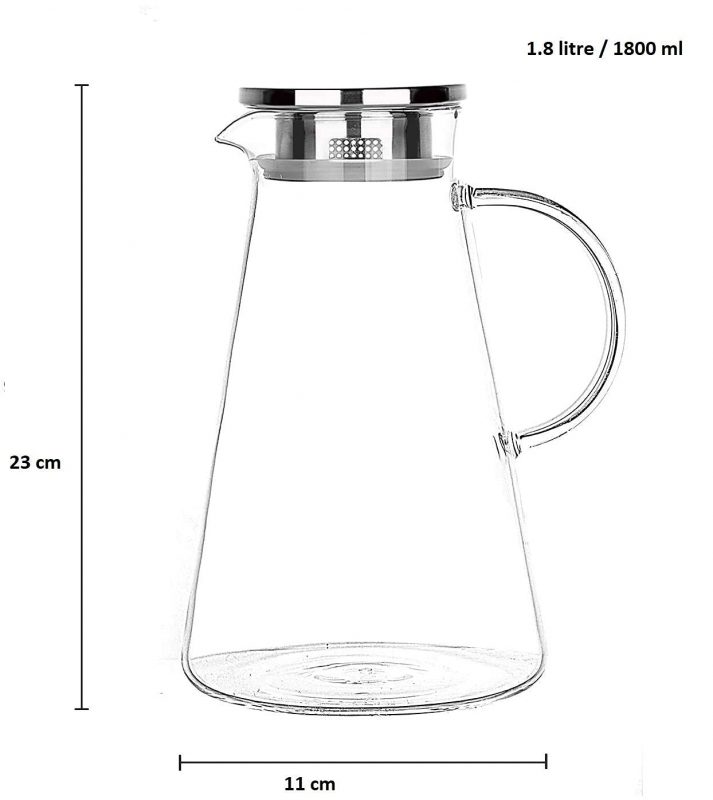 Stainless Steel Air Tight Cap Transparent Borosilicate Glass Jug ...